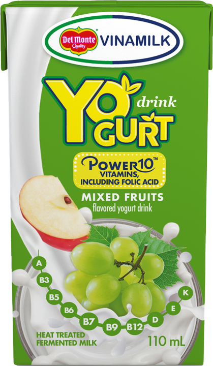 Del Monte Vinamilk YoGurt Mixed Fruits Drinkable Yogurt 110ml - Pack of ...