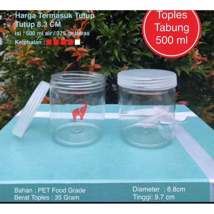 Toples Bening Mika Tabung Silinder 500ml Cylinder 500 ml PET Bulat Jar Food Grade Plastik Bening ...