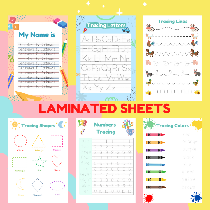 Elzanco Laminated Reusable Educational Sheets for Practice Tracing Name ...