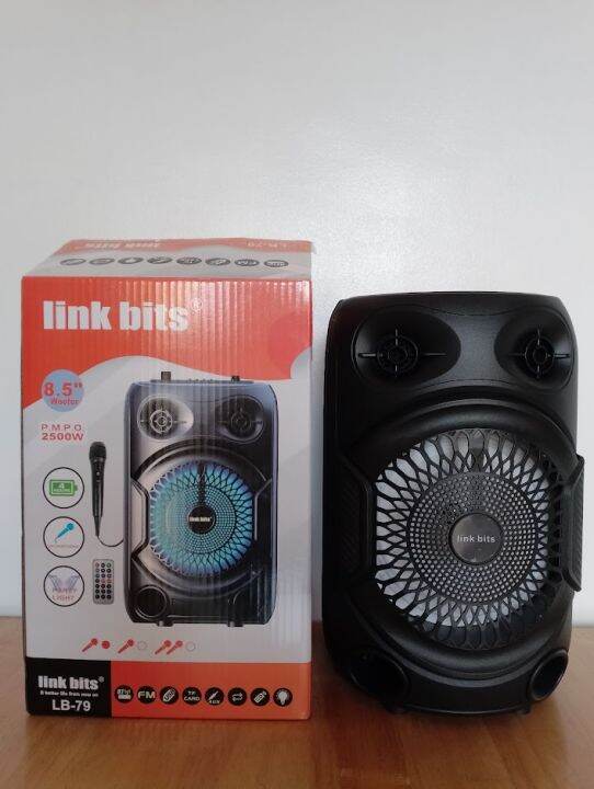 Link Bits LB-79 8''x1 Portable Party Speaker Wireless Bluetooth Speaker Karaoke with Free Mic ...