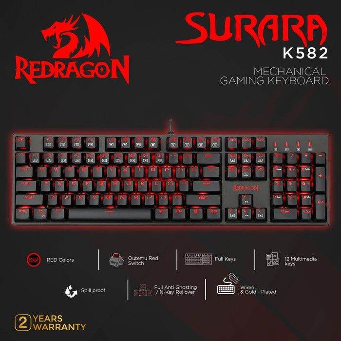 Redragon K582 Mechanical Gaming Keyboard SURARA | Lazada Indonesia