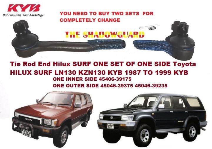 Tie Rod End Hilux SURF ONE SET OF ONE SIDE Toyota HILUX SURF LN130 ...