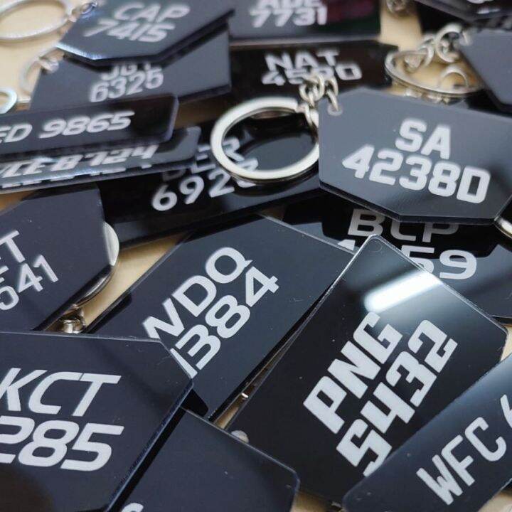 Keychain Kereta Motor Nombor Plate Hitam Plate Nombor Tanam Kustom Siap ...