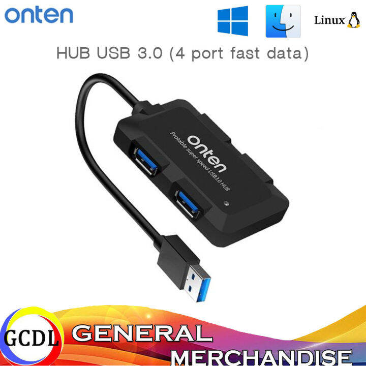 Onten USB 3.0 Hub External 4 Port USB Splitter with Power Micro USB ...