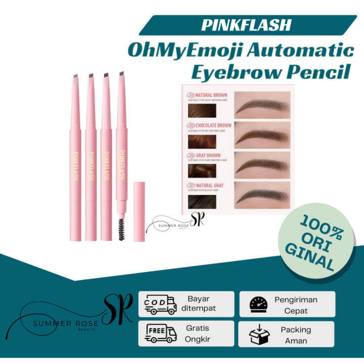 PINKFLASH OhMyEmoji Automatic Eyebrow Pencil Tahan Air Ujung pensil ...