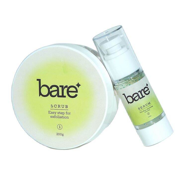 Bare Salt Body Scrub and Bare Serum Gel Bundle (with Niacinamide, L ...