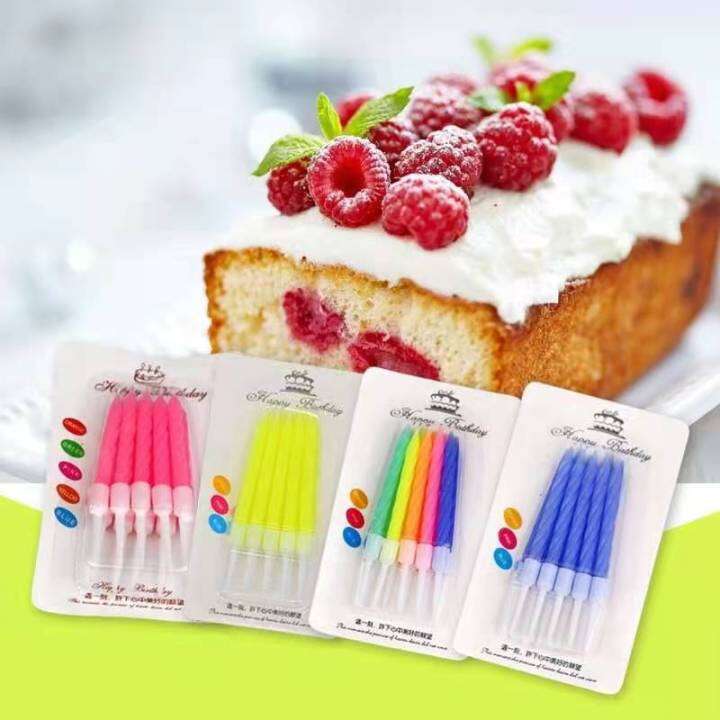 10pcs Thread Color Birthday Candles Gold Silver Assorted Color Birthday ...