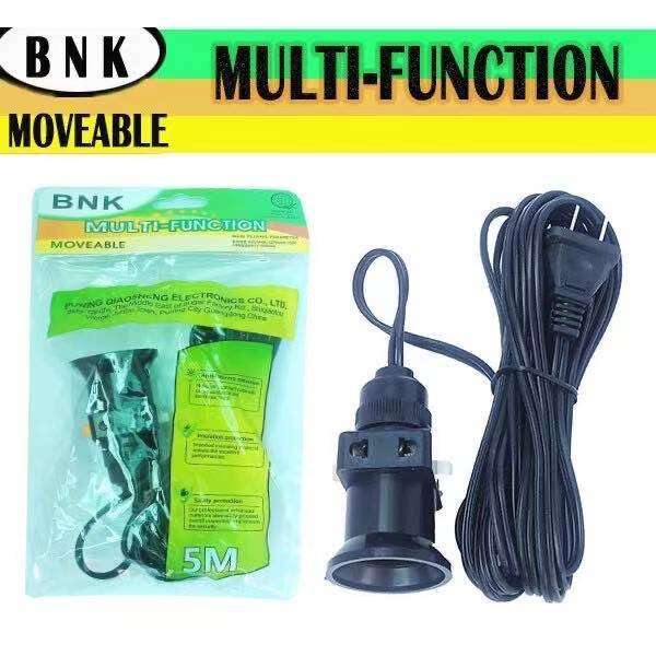 BNK socket bulb extension with outlet 5 meter 8 meter long wire cord ...