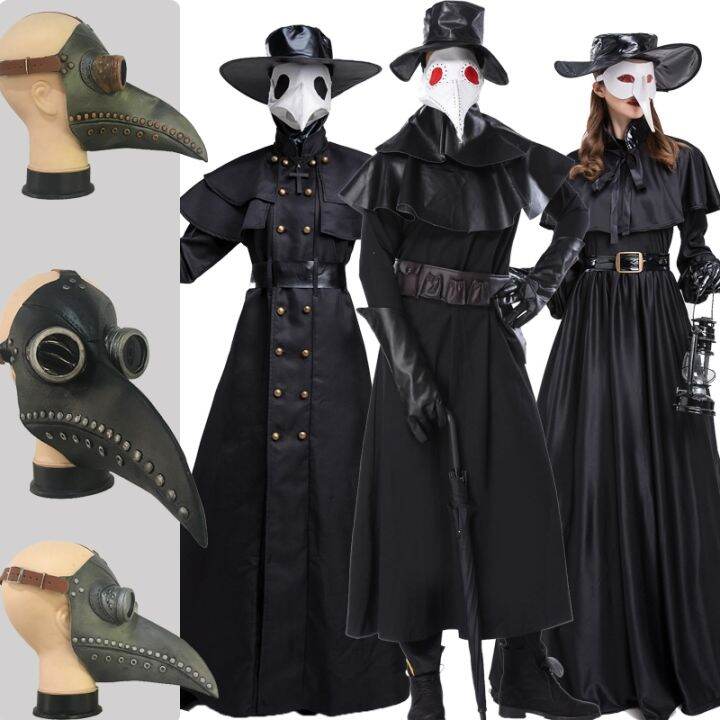LY- Halloween Plague Doctor Cloak Cloak Robe Costume Beak Mask Steampunk Ball Cosplay Cos ...