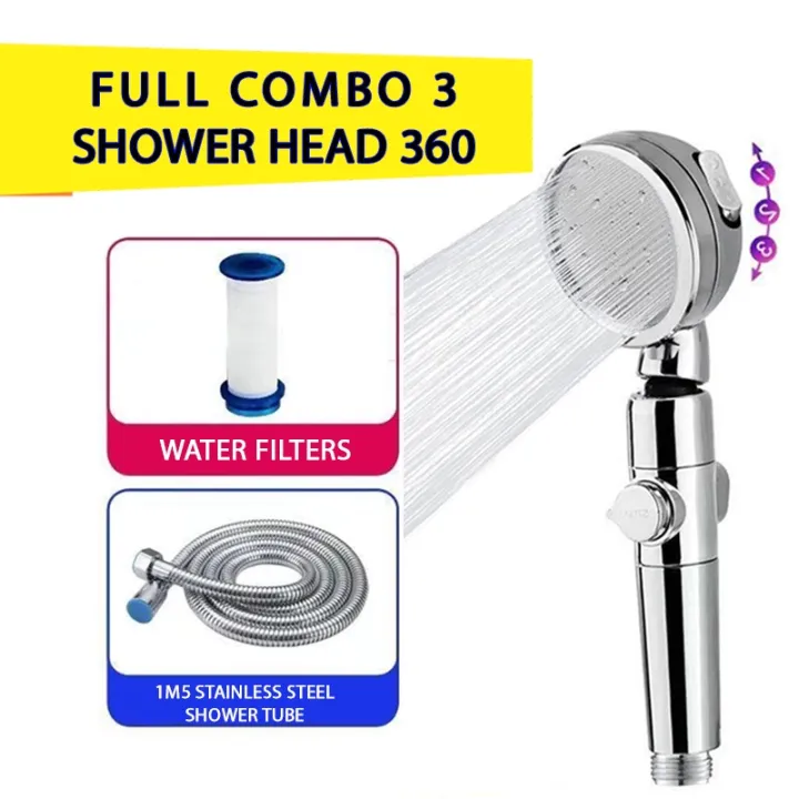 3 In 1 Dailymall High Pressure Showerhead Handheld Shower Head with ON/Off Pause ON OFF | Lazada PH