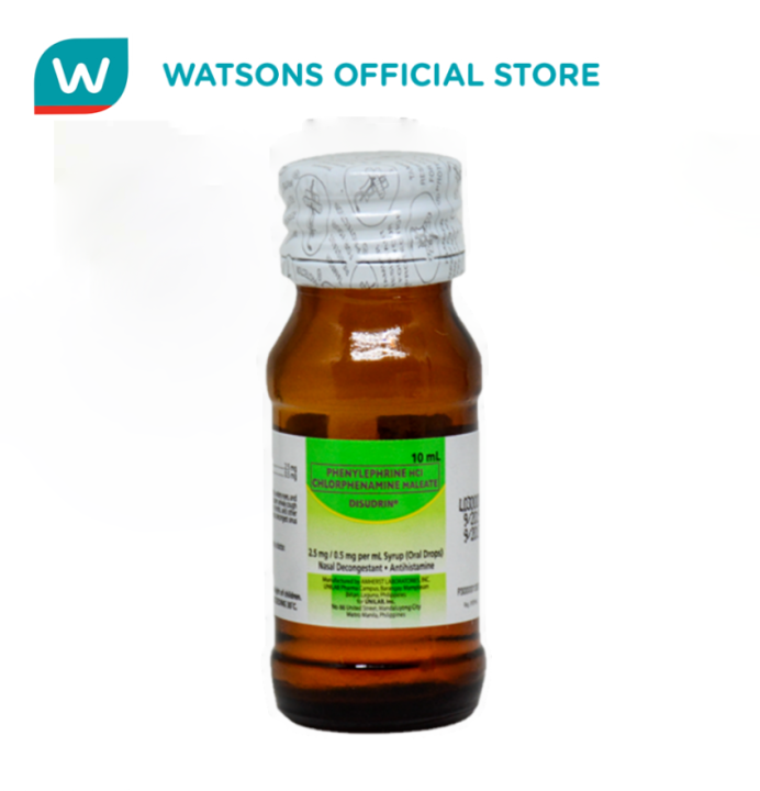 DISUDRIN Phenylephrine HCl 2.5mg Chlorphenamine Maleate 0.5mg Drops 10 ...