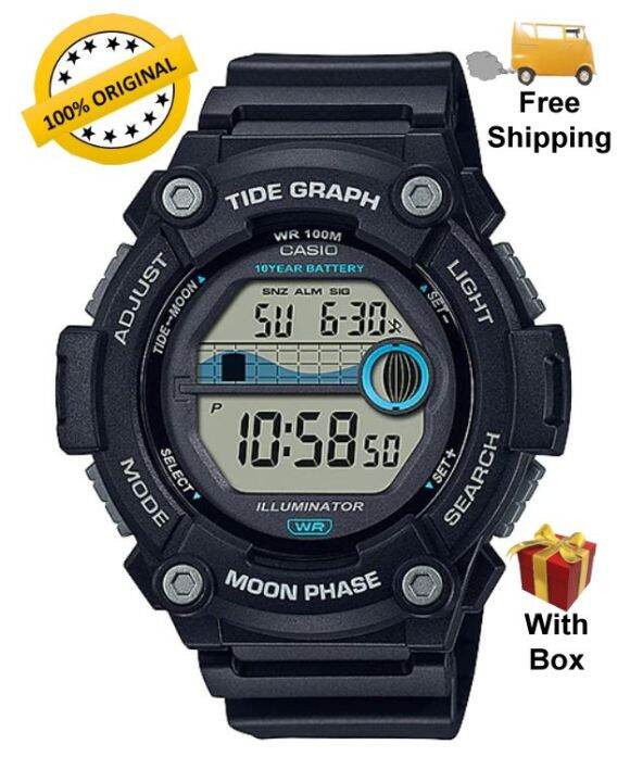 ORIGINAL CASIO WS-1300H-1AVDF Tide Graph,Moon Phase Graph Resin Band ...