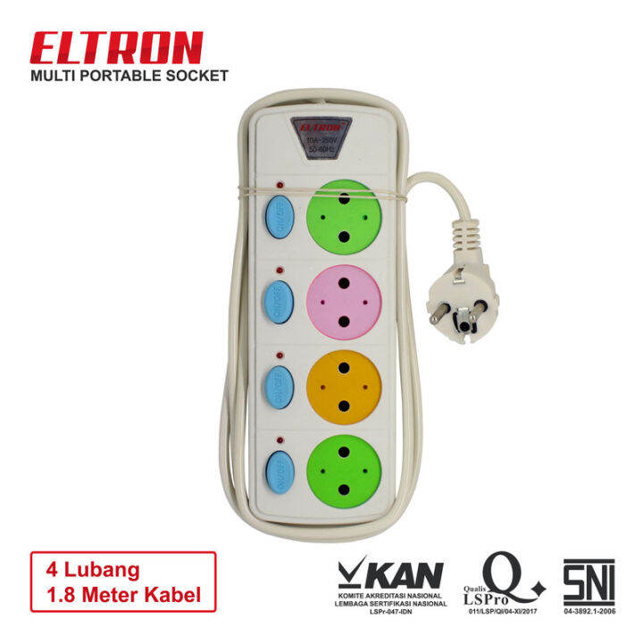 Eltron Stop Kontak Colokan Listrik Switch 4 Lubang 1.8 Meter SNI ...