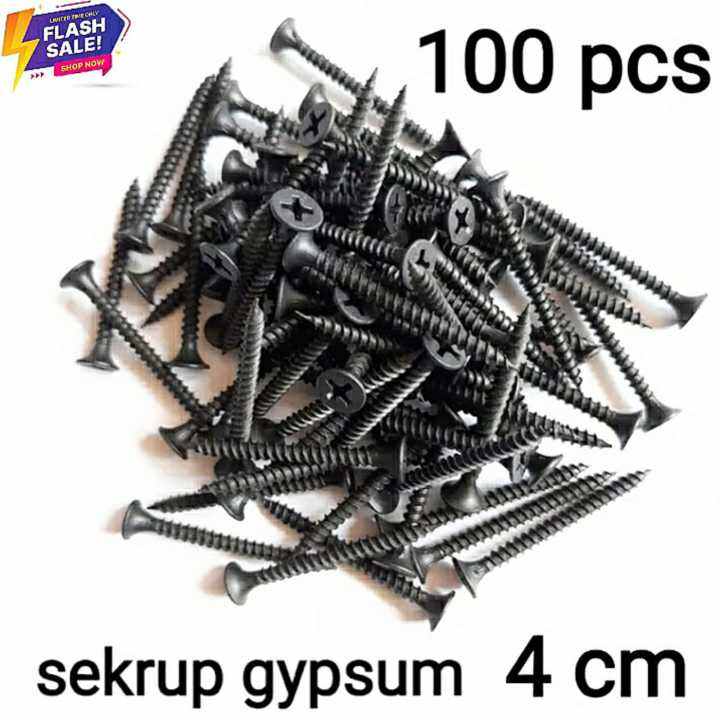 100pcs sekrup gypsum 6x1 1/2 panjang 4cm sekkrup gypsum/kayu 4cm isi ...
