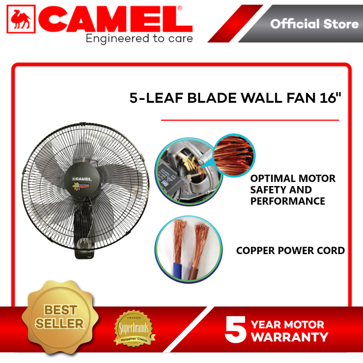 Camel WRF-1603C 3x Speed Motor Amihan Wall Fan 16" AS Five Leaves Blade ...