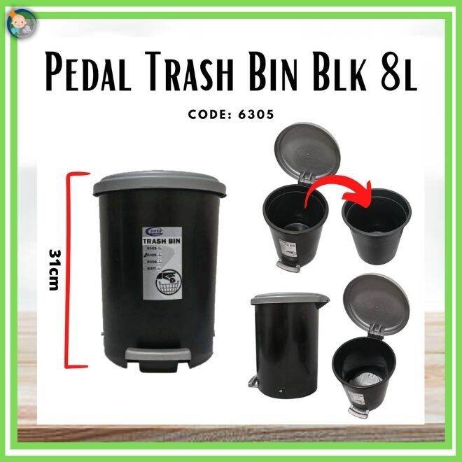 Pedal Trash Bin Black 8L / Trash Bin / Trash Can | Lazada PH