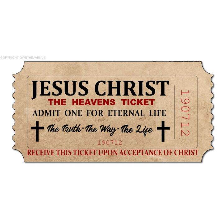 Ticket To Heaven Jesus Christ Faith Heavenly Father Christian Sticker ...