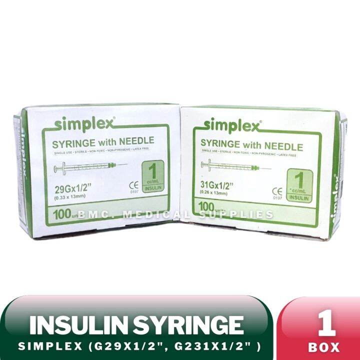 Insulin Syringe 1cc Simplex ( SOLD PER BOX - 100's) G31 G29 | Lazada PH