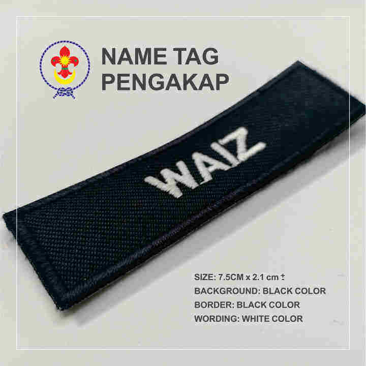 [CUSTOM MADE] TANDA NAMA PENGAKAP SULAM / TAG NAMA PENGAKAP/ NAME TAG ...