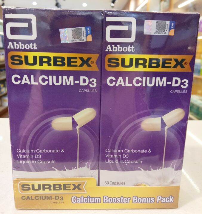 ABBOTT SURBEX CALCIUM -D3 CAPSULES 2 X 60'S EXP 03/2024 | Lazada