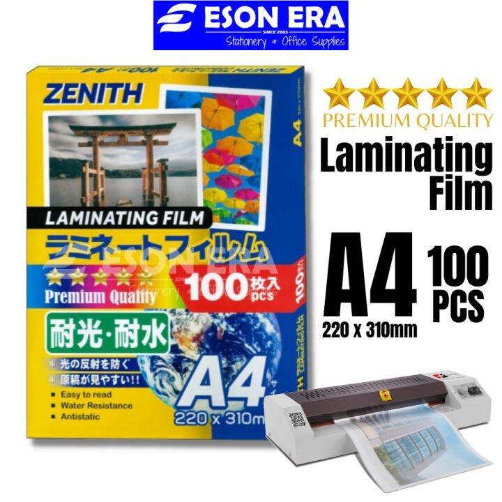 ZENITH A4 Laminating Film 100pcs Plastik Laminate | Lazada