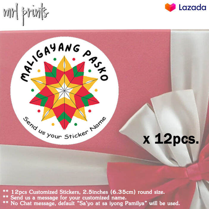 Maligayang Pasko Sticker Label Gift Tag Customized Name Merry Christmas ...