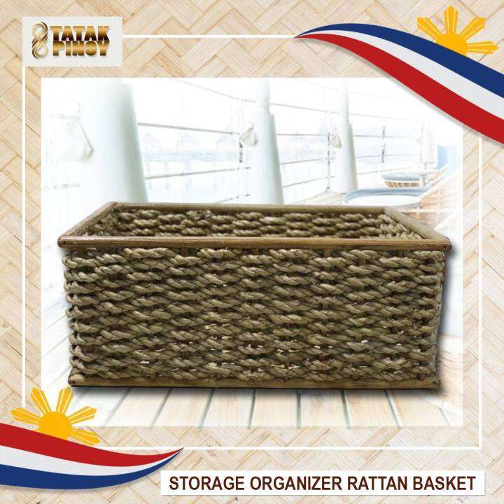 TATAK PINOY Rattan Basket Storage Baskets Shelf Organizer Container ...