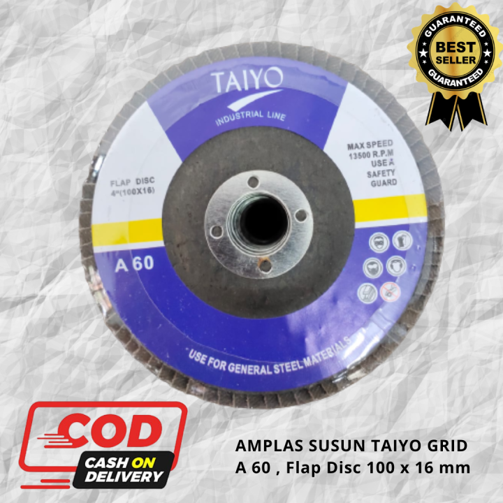 TERMURAH AMPLAS SUSUN TAIYO GRID A 60 , FLAP DISC UKURAN 100 x 16 mm ...