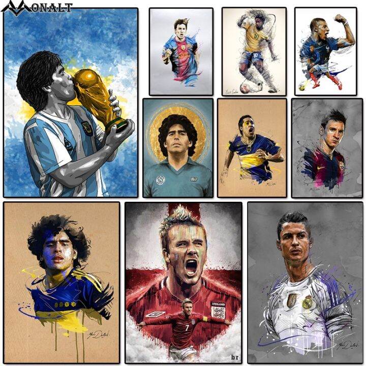 Maradona Football star พิมพ์โปสเตอร์ HD Ronaldo Beckham Modern Art ภาพ ...