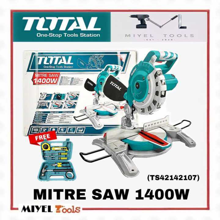 TOTAL Mitre Saw 1400W (TS42142107) w/ FREE TOOLSET | Lazada PH