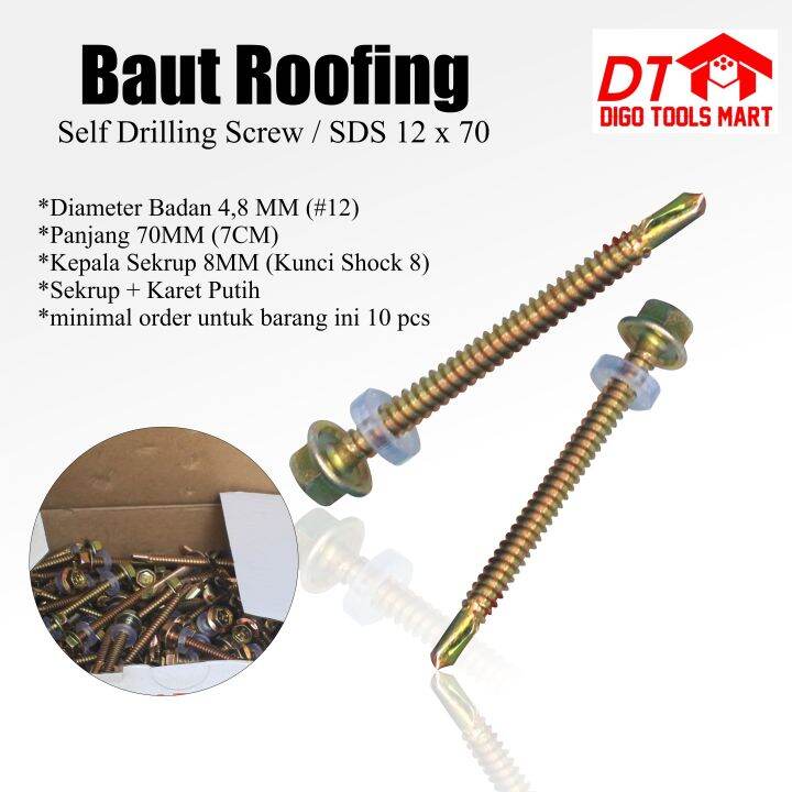 Baut Ruping Screw Roofing Baut Baja Ringan 12x70 | Lazada Indonesia
