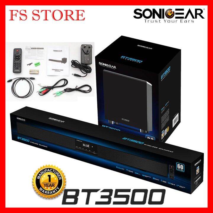 SonicGear SonicBar BT3500 Soundbar and Subwoofer | Optical Line-In | Coaxial Line-In | Bluetooth ...