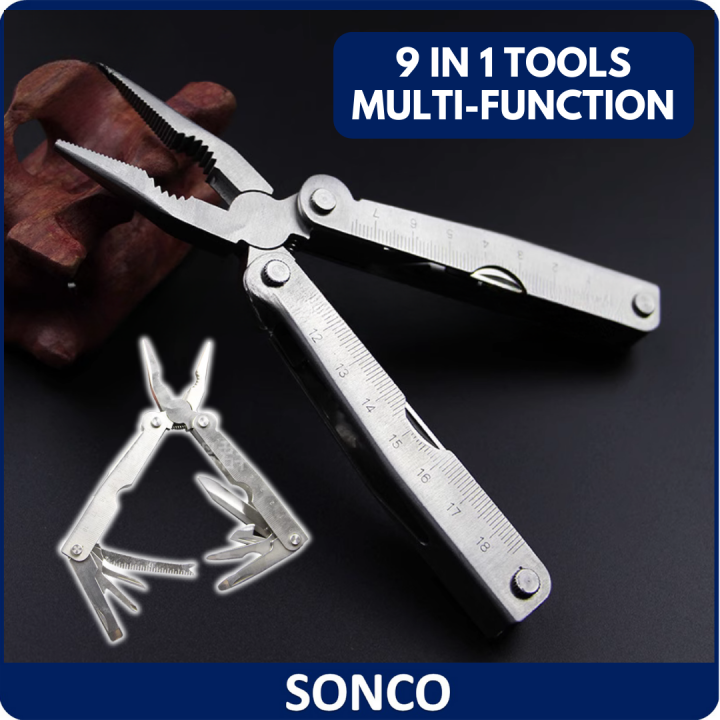 9 IN 1 Multi tool Folding Plier Portable Camping Survival ...