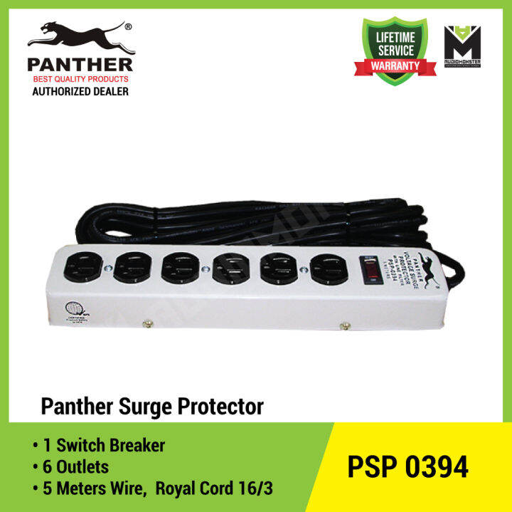 Panther PSP 0394 6 Gang Extension Cord w/ Switch and 5 Meter Wire ...