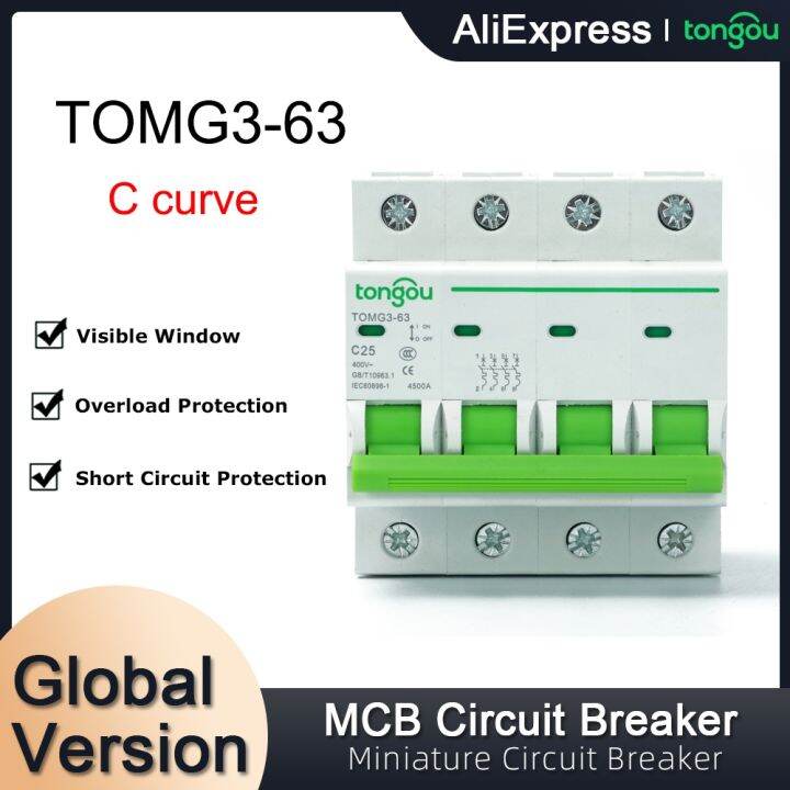 Type C 4 Pole MCB 6A 10A 16A 25A 32A 40A 63A DIN Rail Miniature Circuit ...