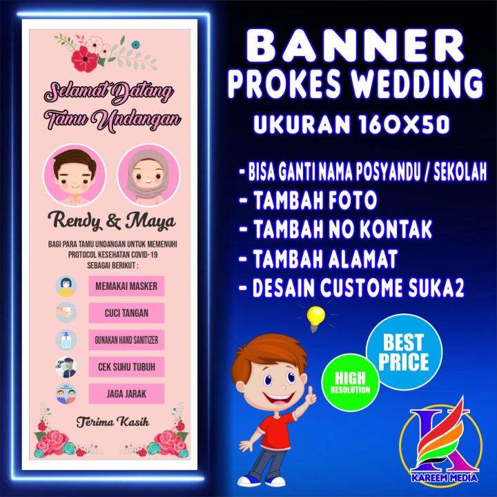 Spanduk Banner Backdrop Protokol Kesehatan Pernikahan/ Banner Prokes ...