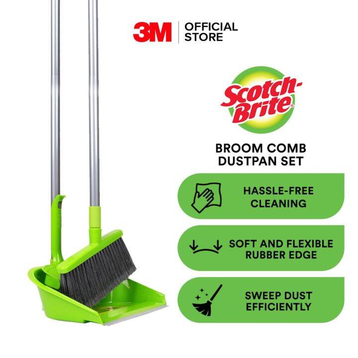 practical 3M Scotch Brite Broom with Dust Pan, Plastic fiber Broom ...