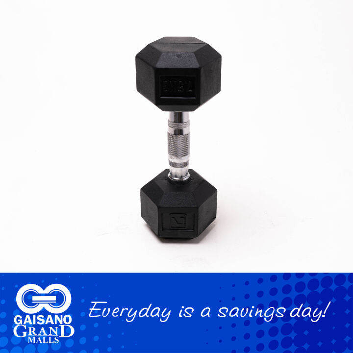 Hex Dumbbell - Rubber Coated Hexagonal Cast Iron Weights with Ergonomic ...