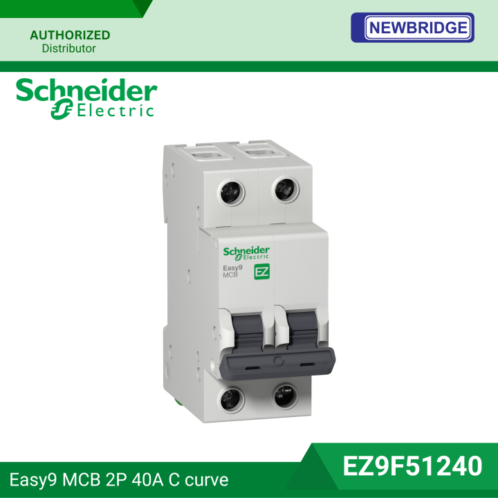 Miniature circuit breaker (MCB), Easy9, 2P, 40A, C curve Schneider - NEWBRIDGE EZ9F51240 | Lazada PH