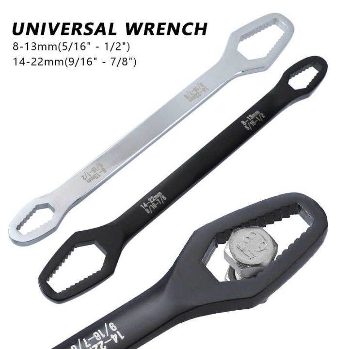 Universal Double Head Wrench Self-Tightening Ratchet Spanner Nut ...