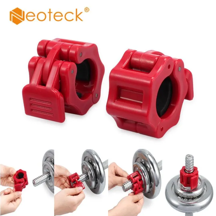 Neoteck 25mm Pair Weight Lifting Bar Collars Home Gym Standard Barbell ...