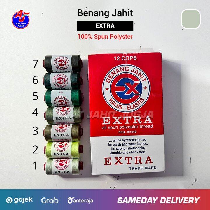 BENANG JAHIT EXTRA HIJAU LUMUT HIJAU MINT 500 YARD ORIGINAL | Lazada ...