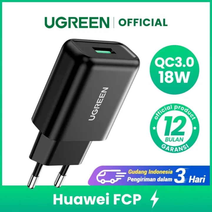 UGREEN ADAPTOR 18W QC 3.0 FAST CHARGER / KEPALA CHARGER UGREEN 18W ...