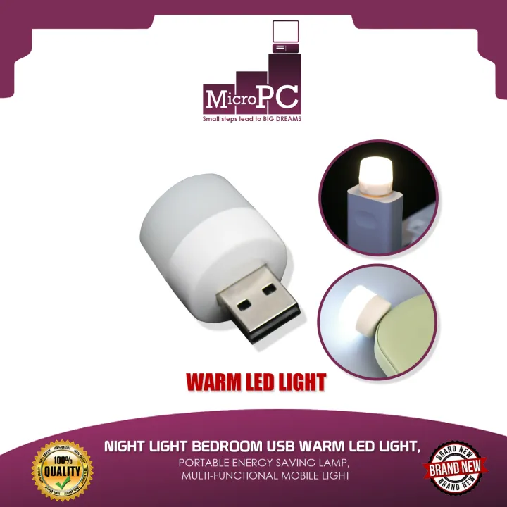 NIGHT LIGHT BEDROOM USB WARM LED LIGHT, PORTABLE ENERGY SAVING LAMP ...