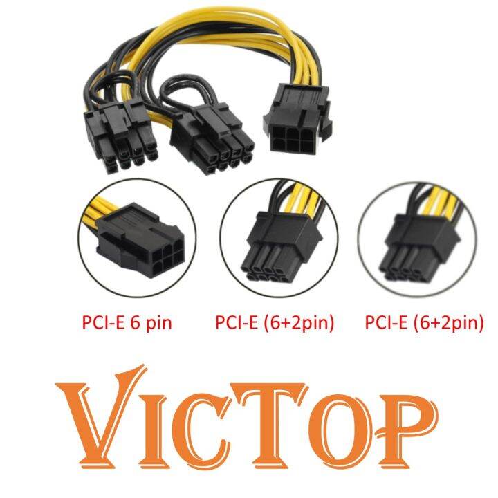 PCI-E 6 Pin to Dual 8 Pin (6+2 Pin) Y Splitter GPU Graphics Adapter ...