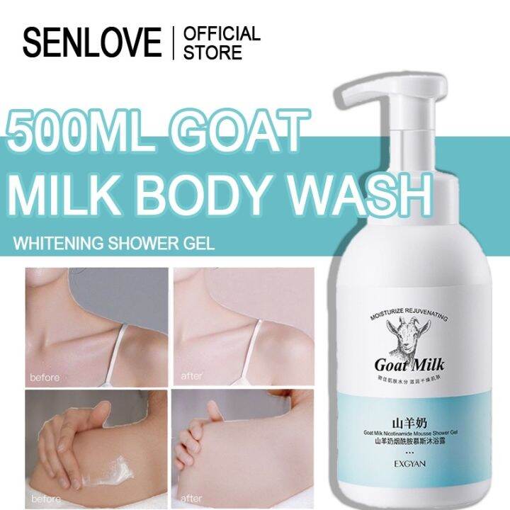 jpijj SENLOVE 500ML Goat Milk Body Wash Niacinamide Whitening Shower ...