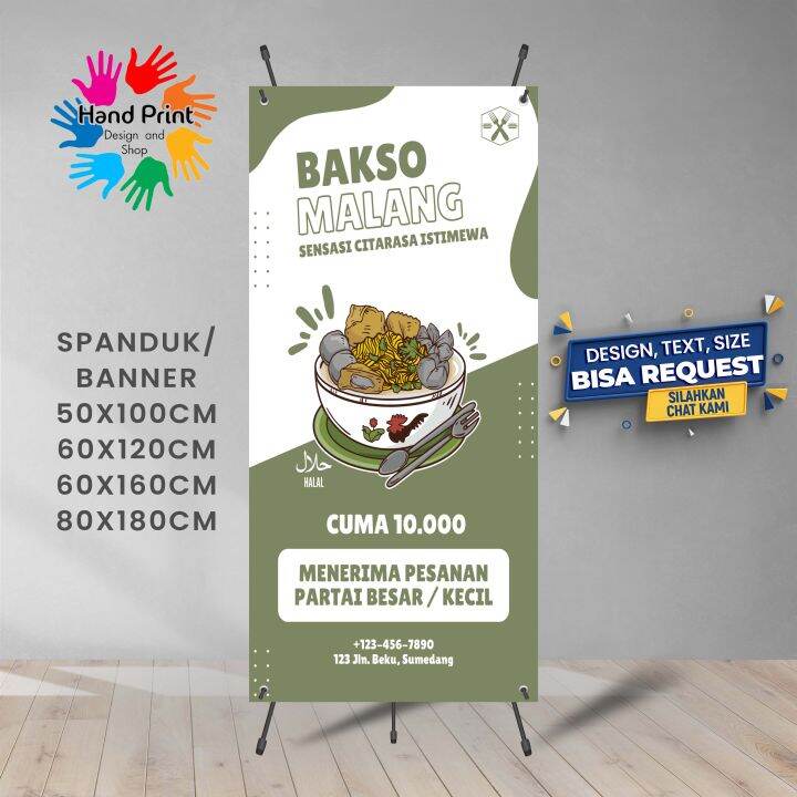 SPANDUK BANNER Bakso Malang Hijau Elegan 60x160 CM | Lazada Indonesia