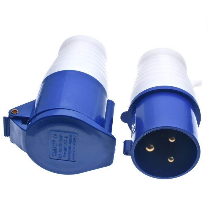 32Amp 3 Pin Industrial Plug or Socket 220-250V Weatherproof IP44 2P ...