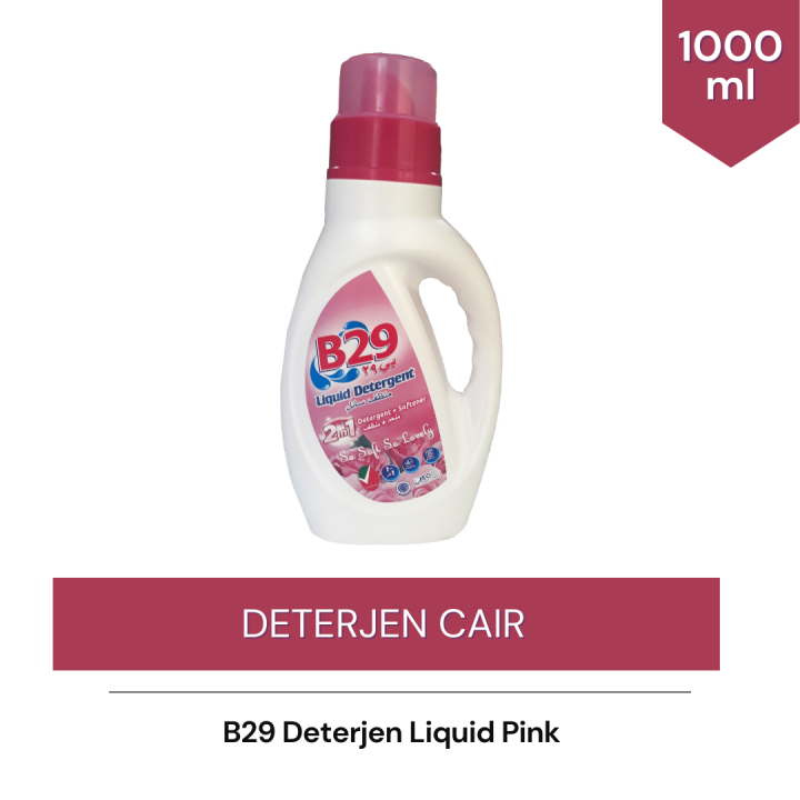 B29 LIQUID DETERJEN PLUS SOFTENER PINK 1 Liter BOTOL / SABUN CUCI CAIR ...