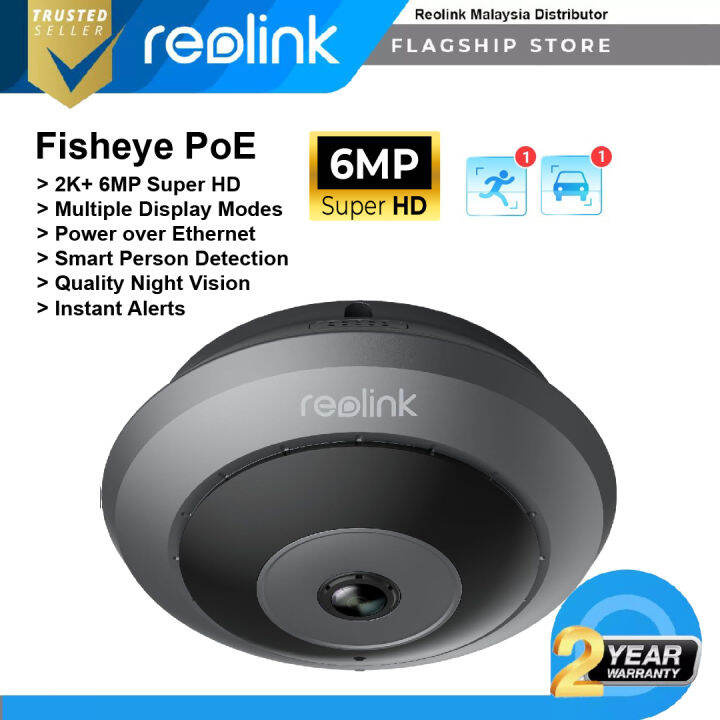Reolink Fish Eye FE-P 6MP 360° Panoramic Indoor Fisheye Camera with Siren & Two-Way Audio ...